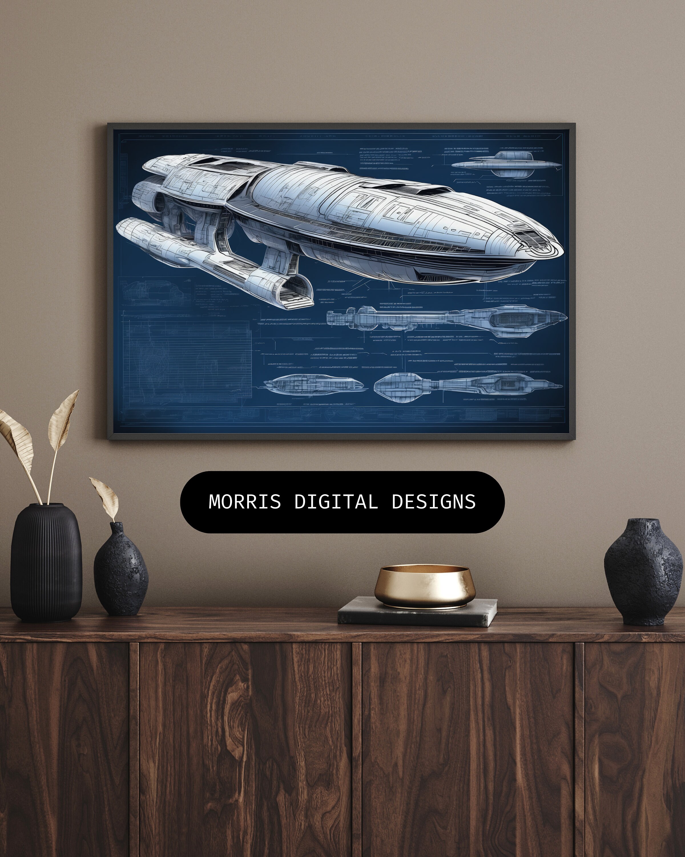 Starship Blueprint 5 Downloadable JPEG Wall Art Print - Etsy