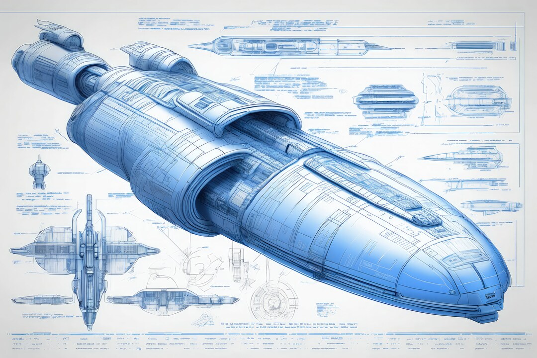 Starship Blueprint 2 Downloadable JPEG Wall Art Print - Etsy