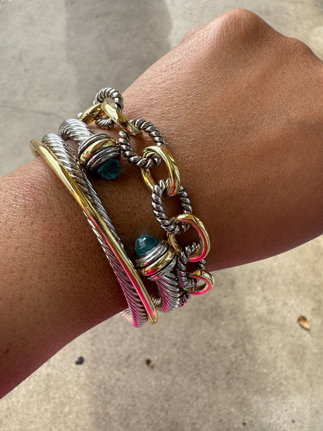 Cable Bracelet Stackable Set Chain Link Cable Bracelet Set Gift for Her ...