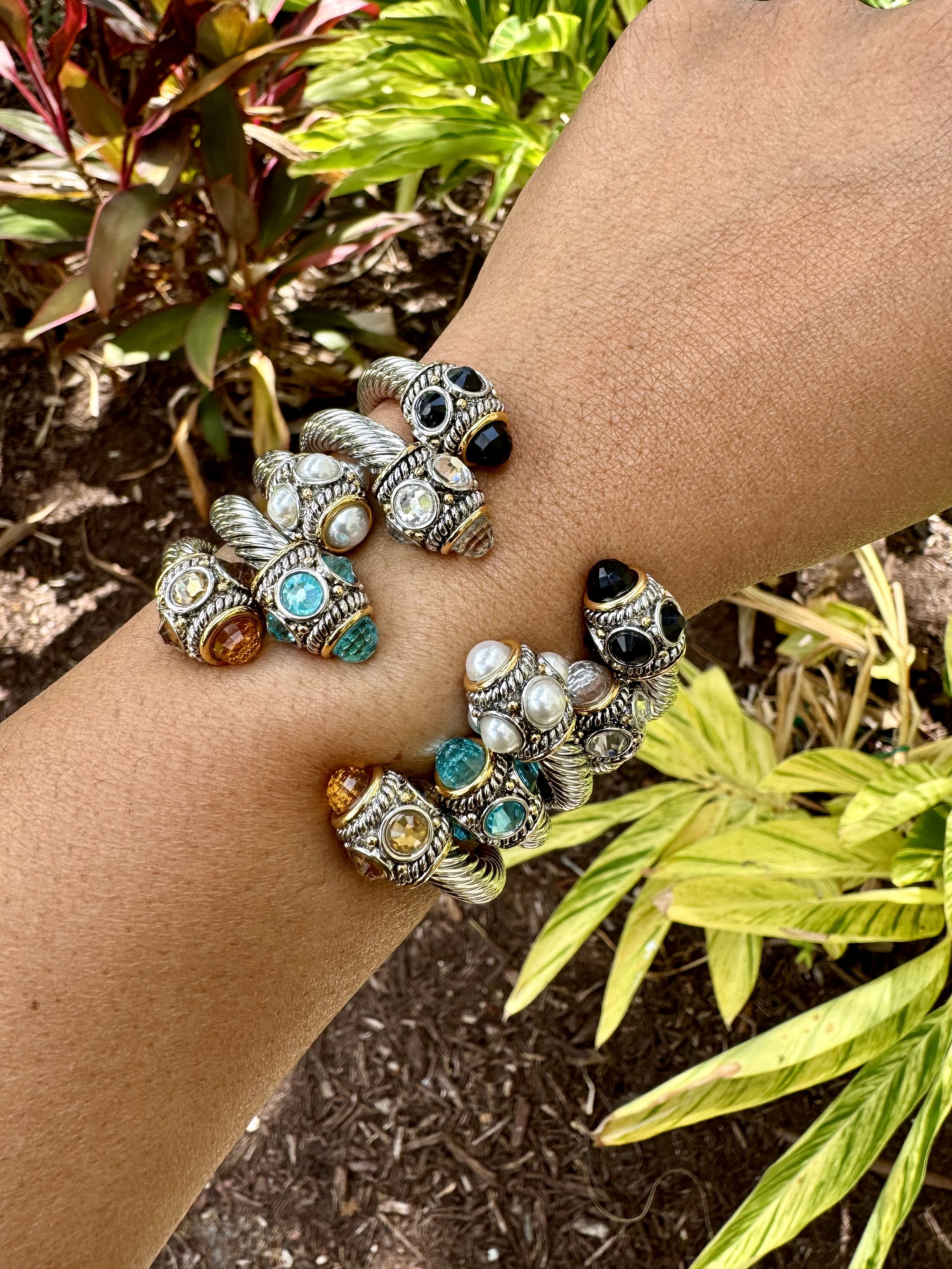 Cable Renaissance Birthstone Bracelet Cluster Multistone Cable Bracelet ...