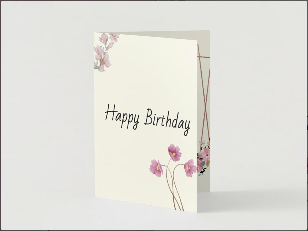 Digital Cute Pink Printable Birthday Card / Invitation Template Perfect ...