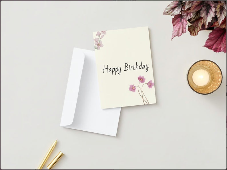 Digital Cute Pink Printable Birthday Card / Invitation Template Perfect ...