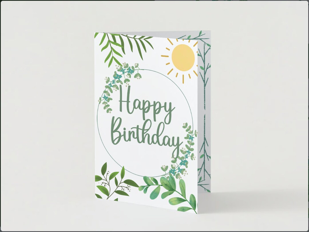 Nature Themed Birthday Card / Digital / Printable Template - Etsy