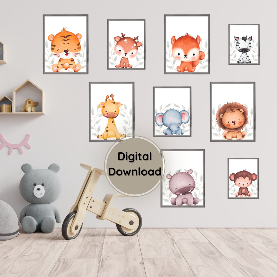 Baby Animal Wall Art, Set of 9 Prints, Babyroom Decor, Printable Wall ...