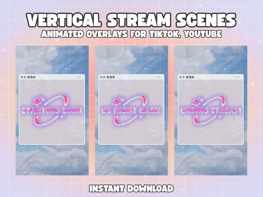 Animated Y2K Chrome Stream Overlay: Tiktok Cyberpunk Package (digital ...