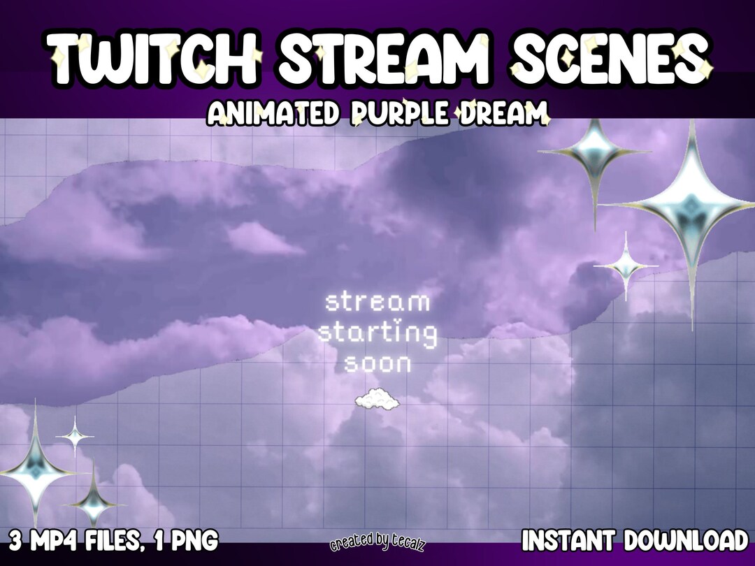 ANIMATED STREAM SCENE Pack | Purple Dream | Clouds | Chrome Y2K ...