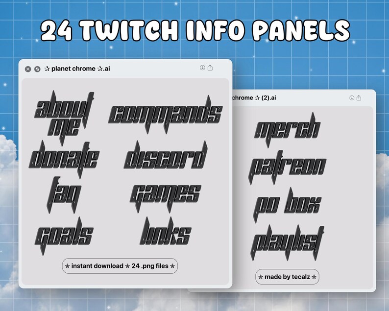 24 Chrome Y2K TWITCH PANELS | Silver Chrome | Dreamy | 3D | Aesthetic ...