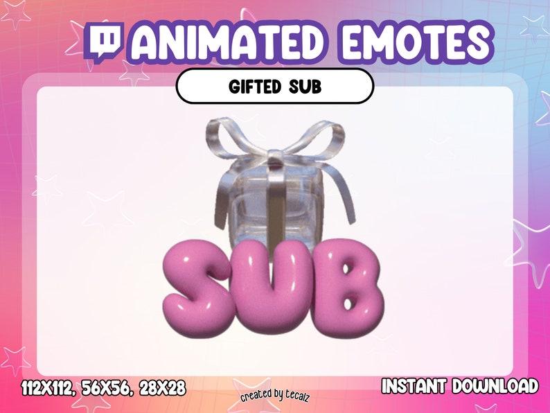 Animated Gifted Sub Emote: Pink 3D Bubble Twitch GIF (digital Download ...