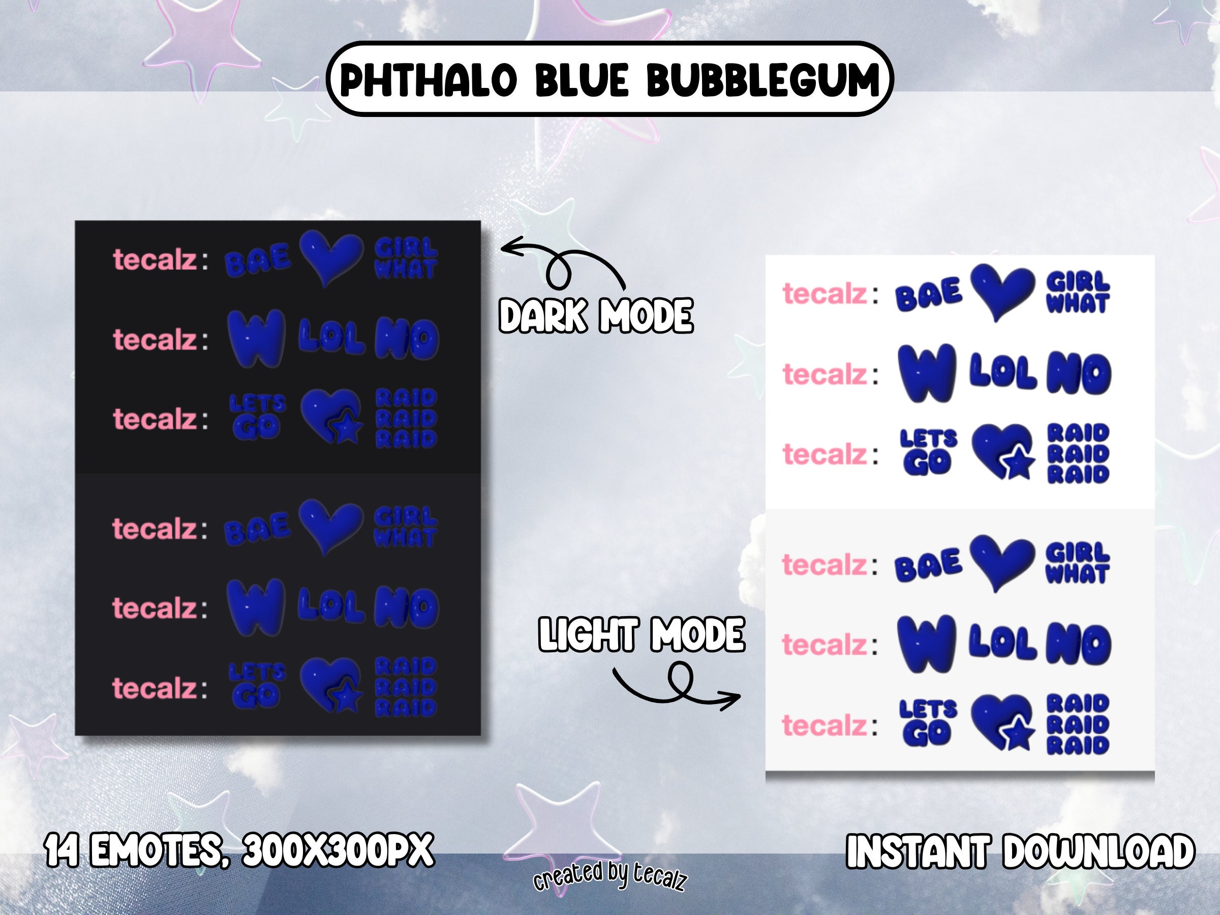 Blue Glossy Bubblegum 3D EMOTES | Cobalt Blue | Streamer | Twitch ...