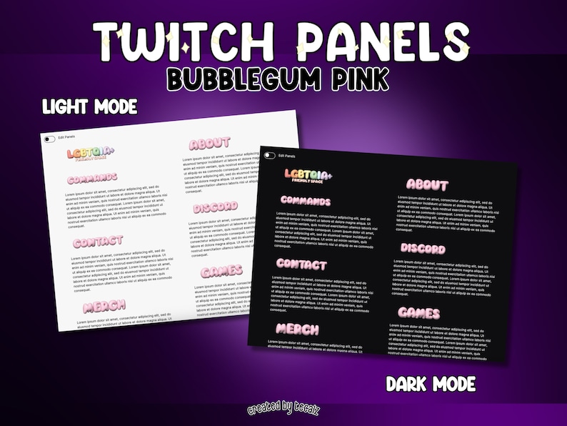 26 Bubblegum Pink TWITCH PANELS 26 Panels Cute Pastel Pink Streamer ...