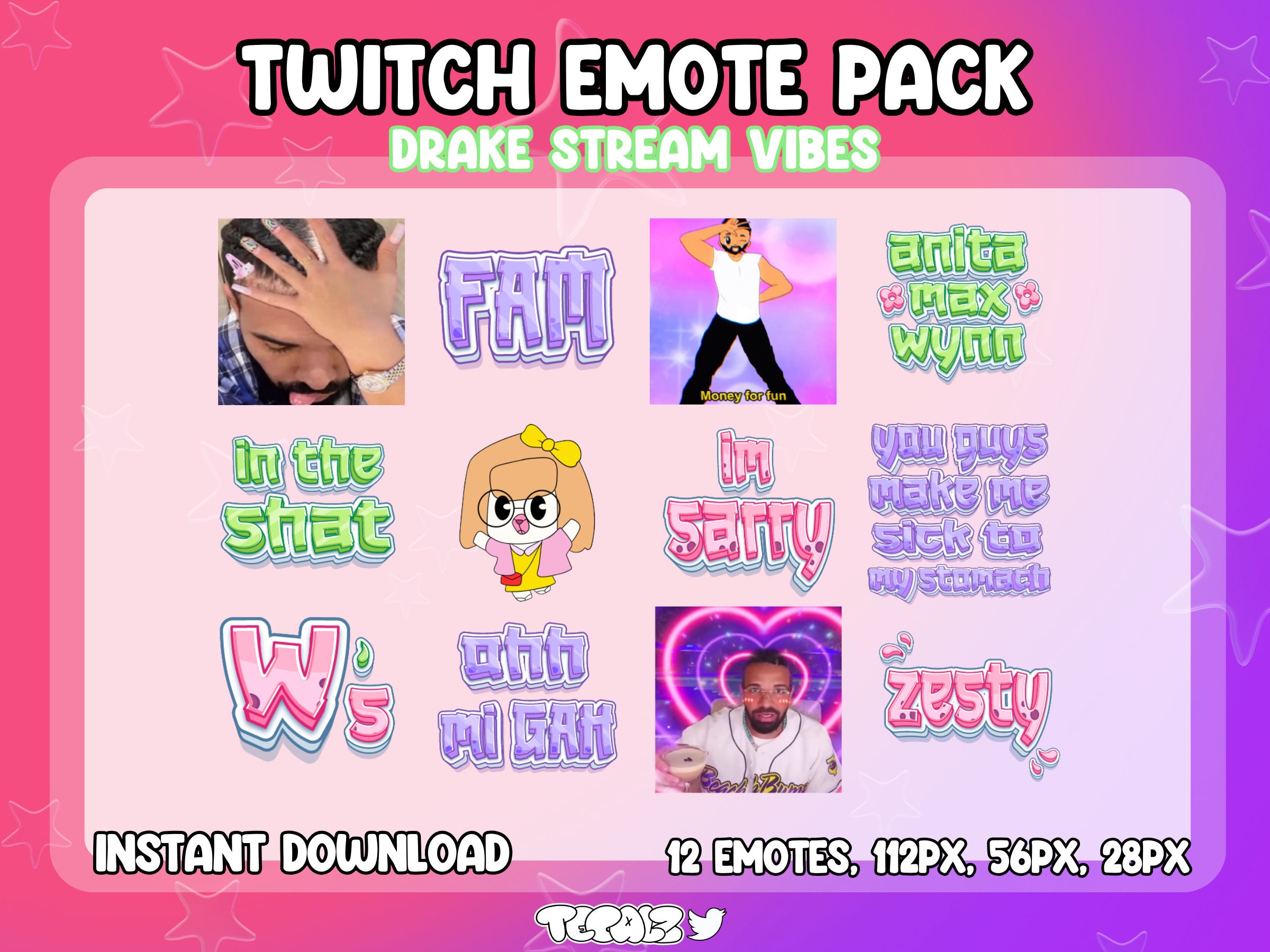 DRAKE Stream EMOTES Meme Emote Streamer Twitch Kick Discord Stream ...