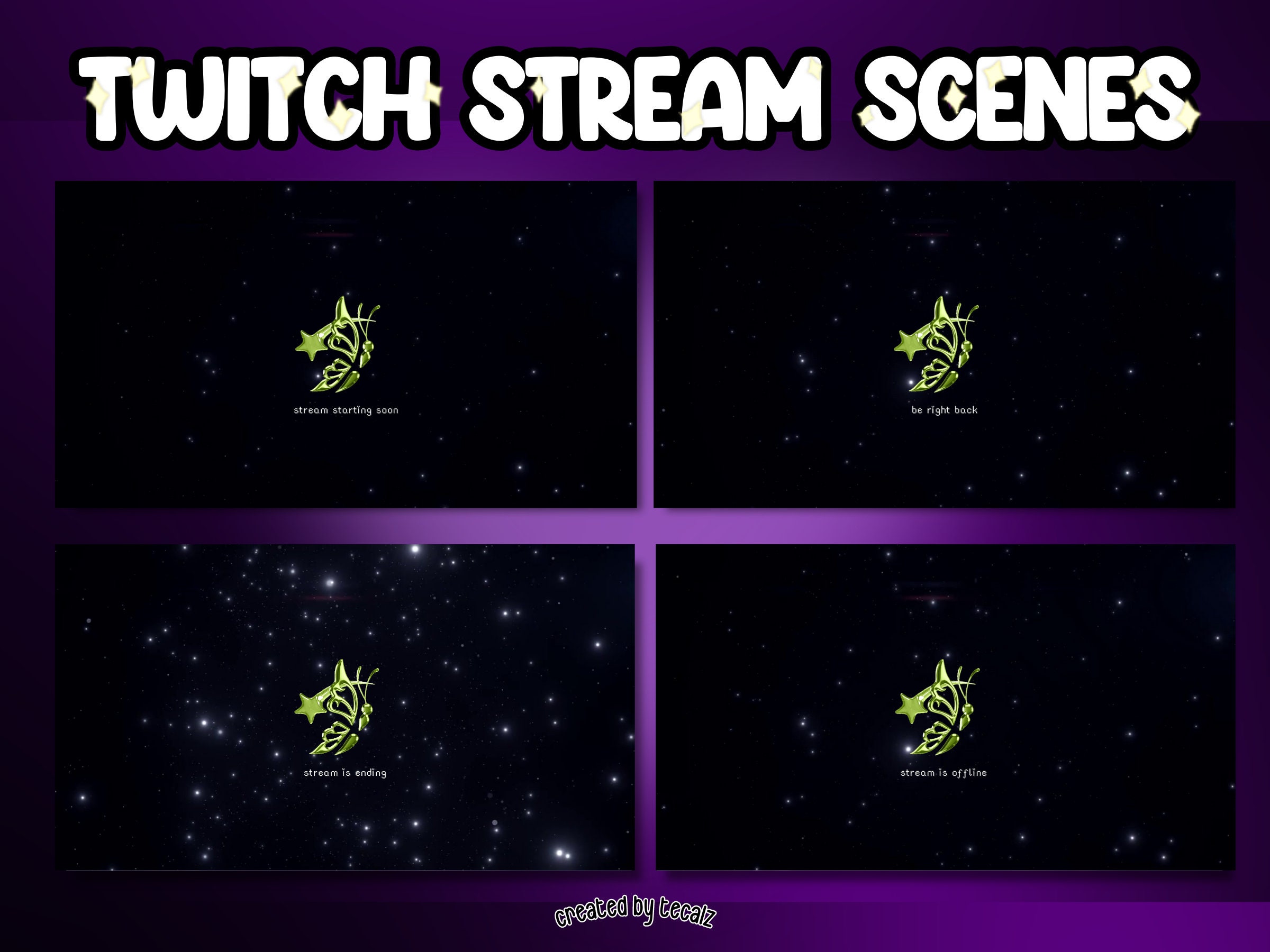 Animated Green Chrome Butterfly Stream Scene: Y2K Galaxy (MP4/PNG) - Etsy