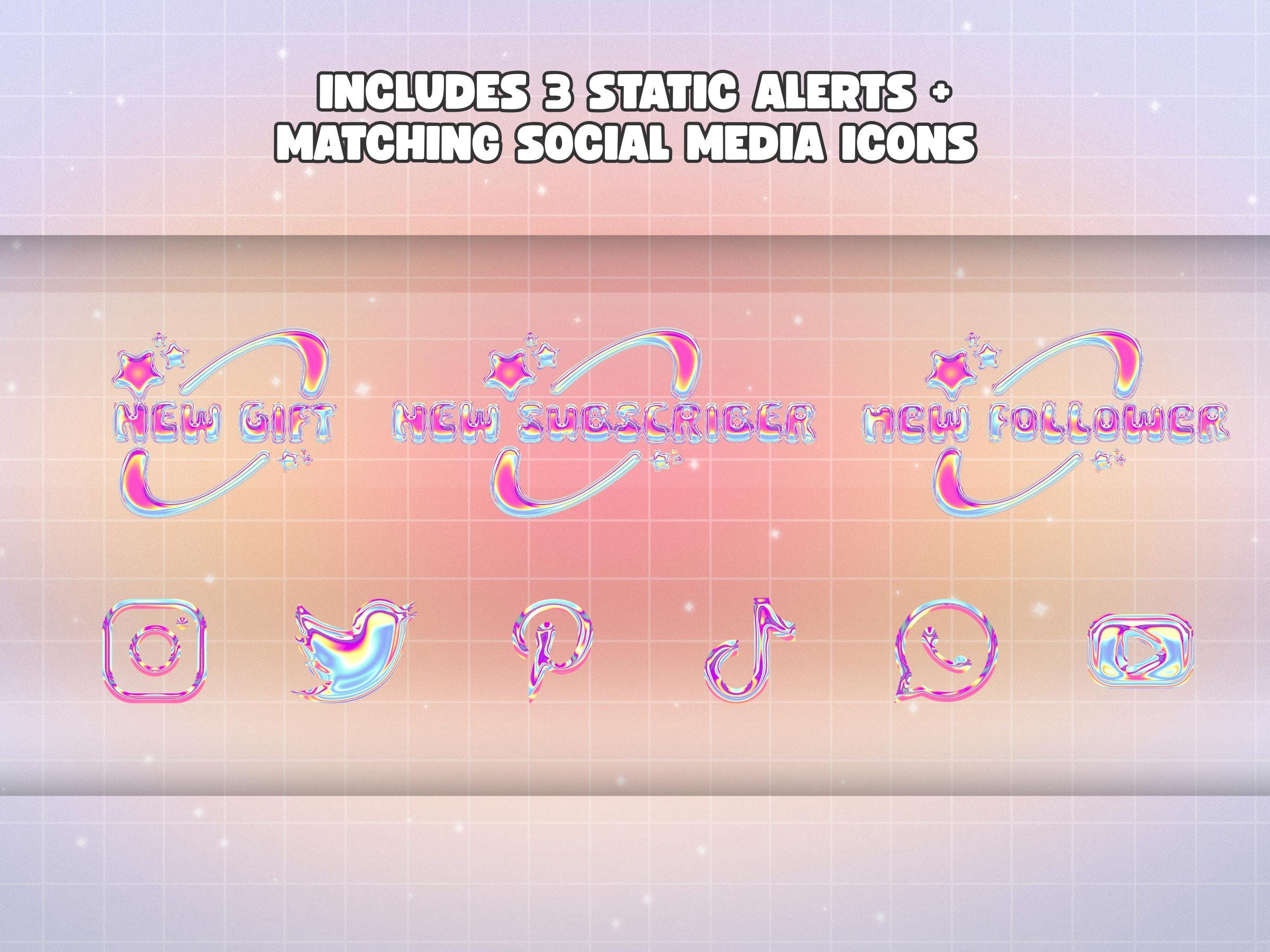 Animated Y2K Chrome Stream Overlay: Tiktok Cyberpunk Package (digital ...