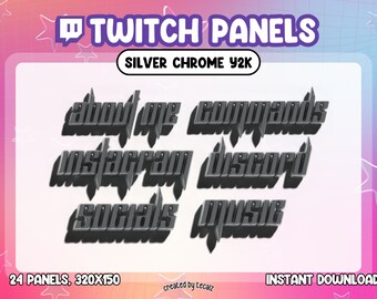 28x Twitch Stream Panels / Metal Aesthetic / Pack / Sliver/ - Etsy
