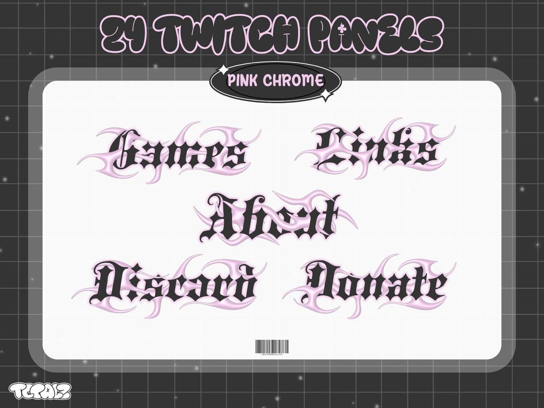 Pink Chrome Twitch Panels: 3D Cyber Y2K Stream Overlay (digital ...