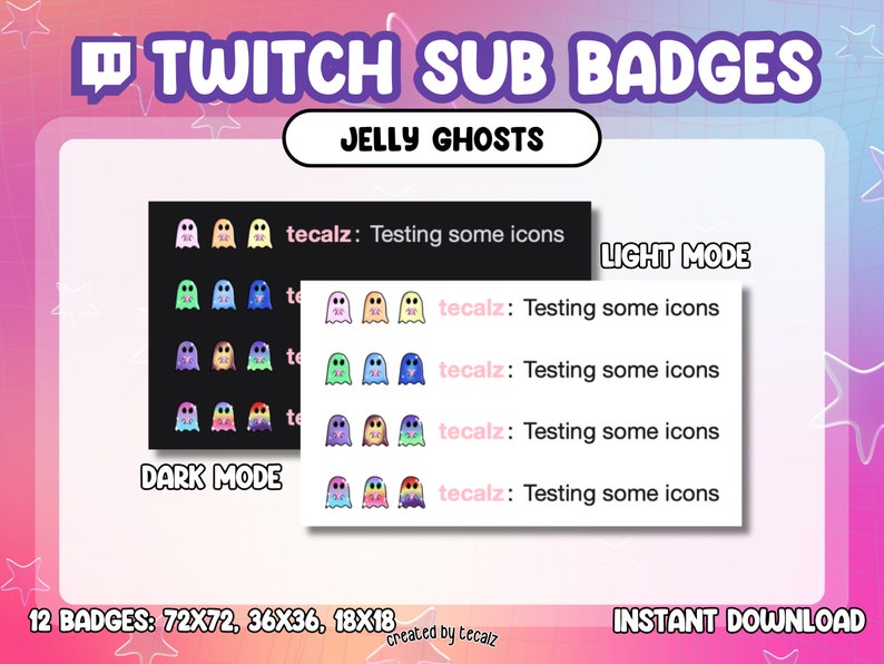 Kawaii Ghost Twitch Badges: Jelly Pastel Sub Badges (digital Download ...