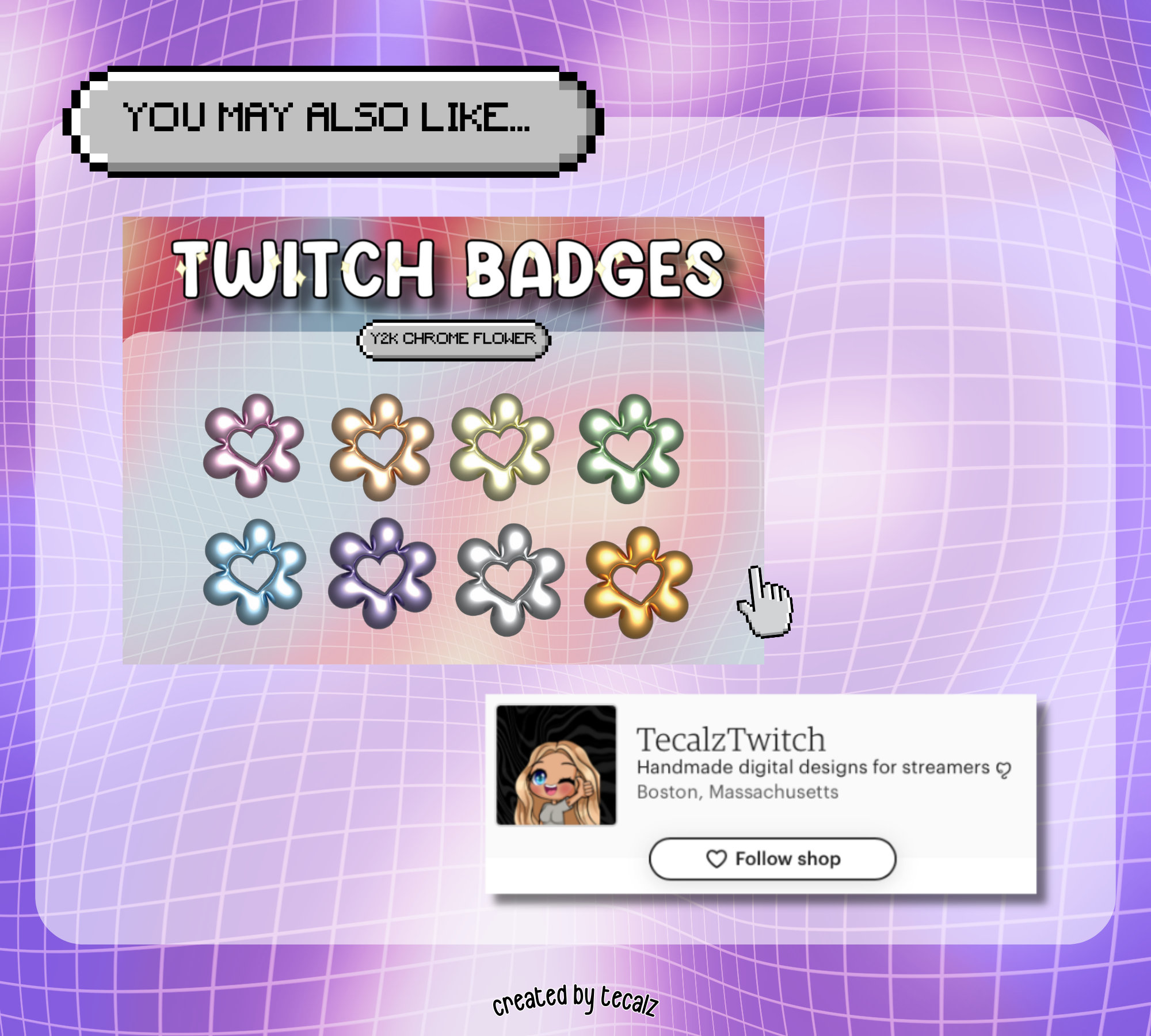 Chrome Y2K BADGES TWITCH Y2K Lucky Charm Chrome Moon Star Heart 2000s ...