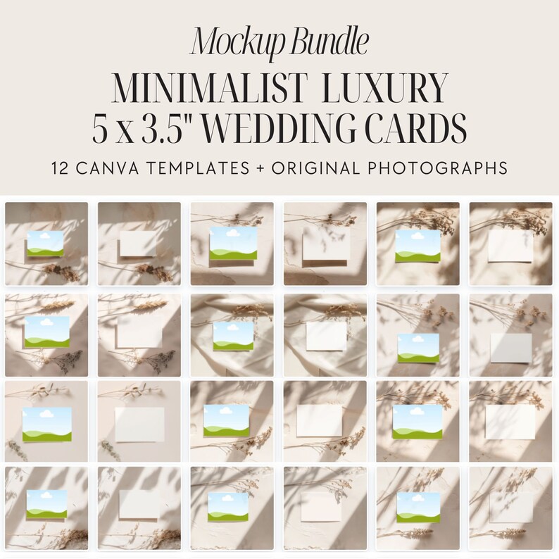 5x3.5 Wedding Cards Mockup, Details Card, RSVP Mockup Canva Template ...