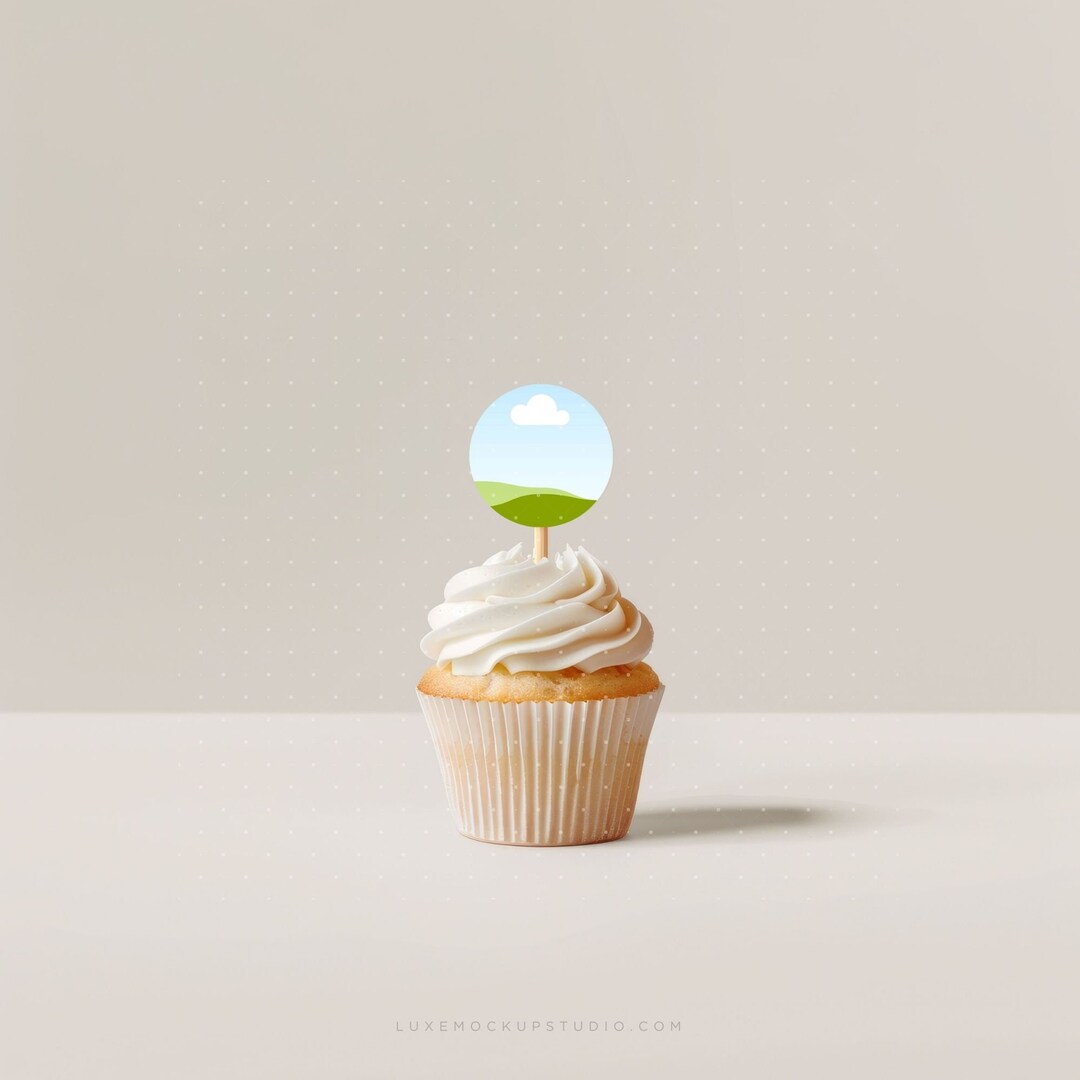 Cupcake Topper Mockup, Canva Template, Minimalist Mockup, Circle Topper ...