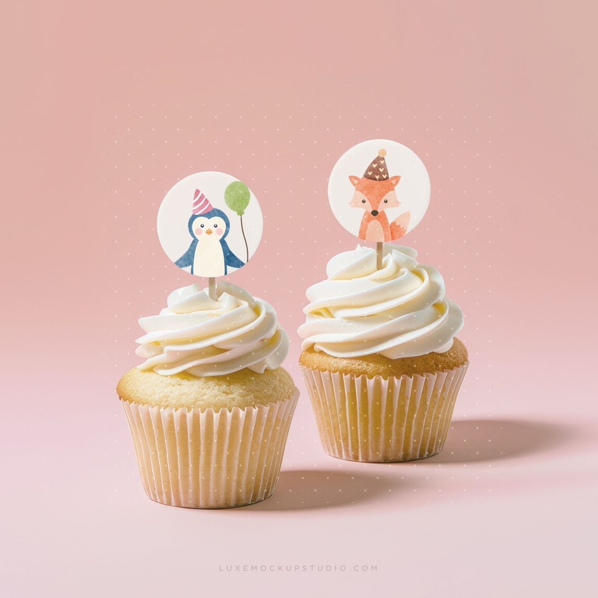 2 Cupcakes Canva Template, Cupcake Mockup, Circle Toppers Template ...