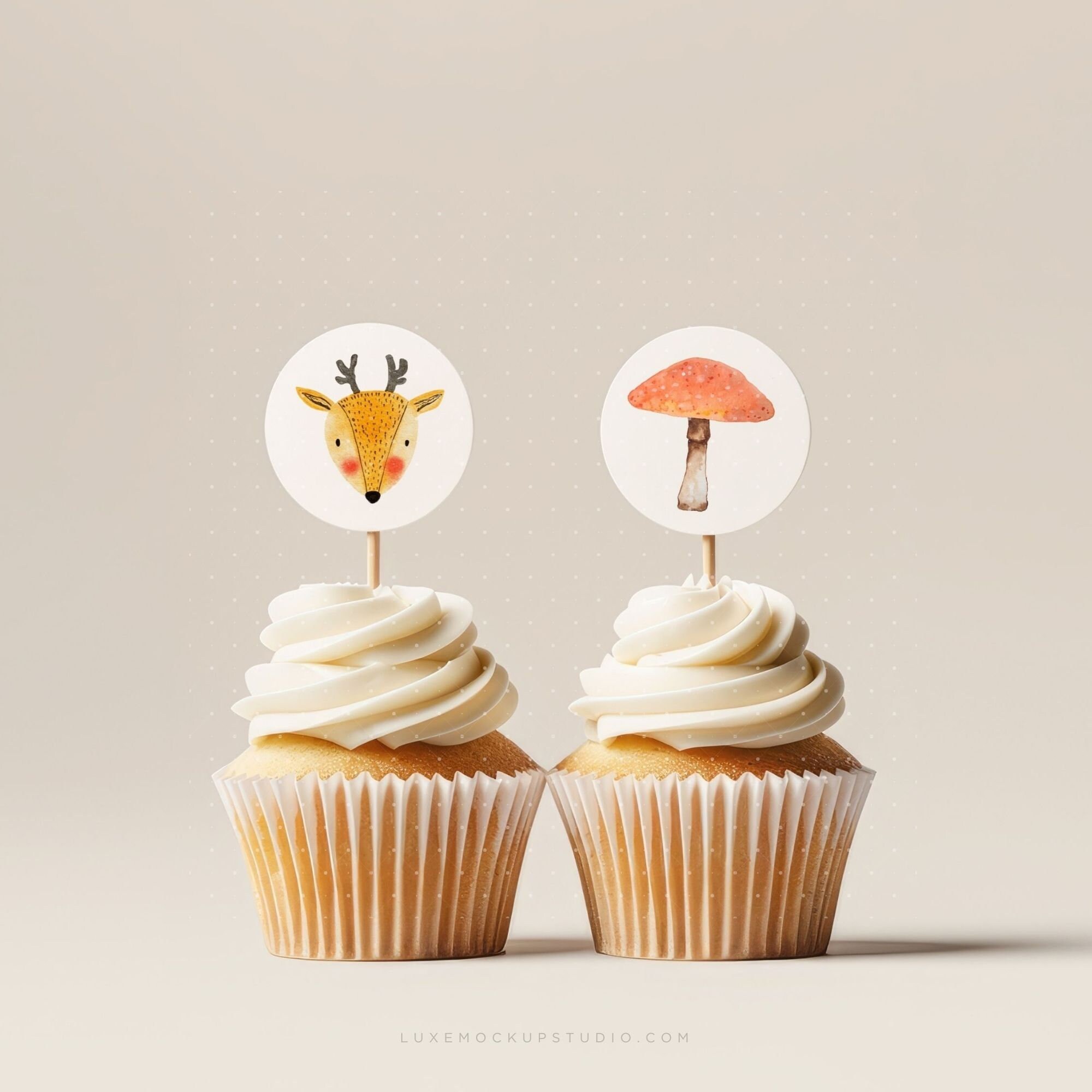 Cupcake Topper Canva Templates, 2 Cupcakes, Party Printables, Birthday ...