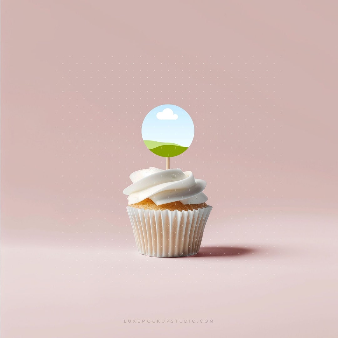 Minimalist Cupcake Canva Mockup, One White Cupcake With Circle Topper ...