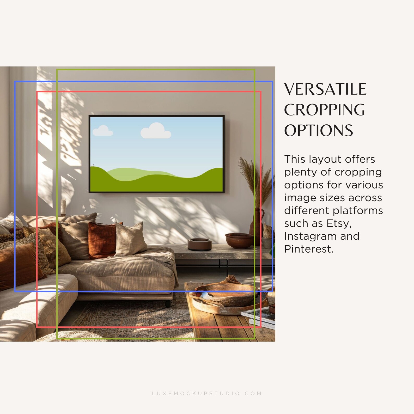 Natural Wood Frame Tv Mockup, 16X9 Framed Art Display, Minimalist ...