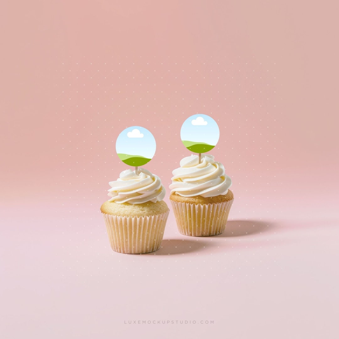 2 Cupcakes Canva Template, Cupcake Mockup, Circle Toppers Template ...
