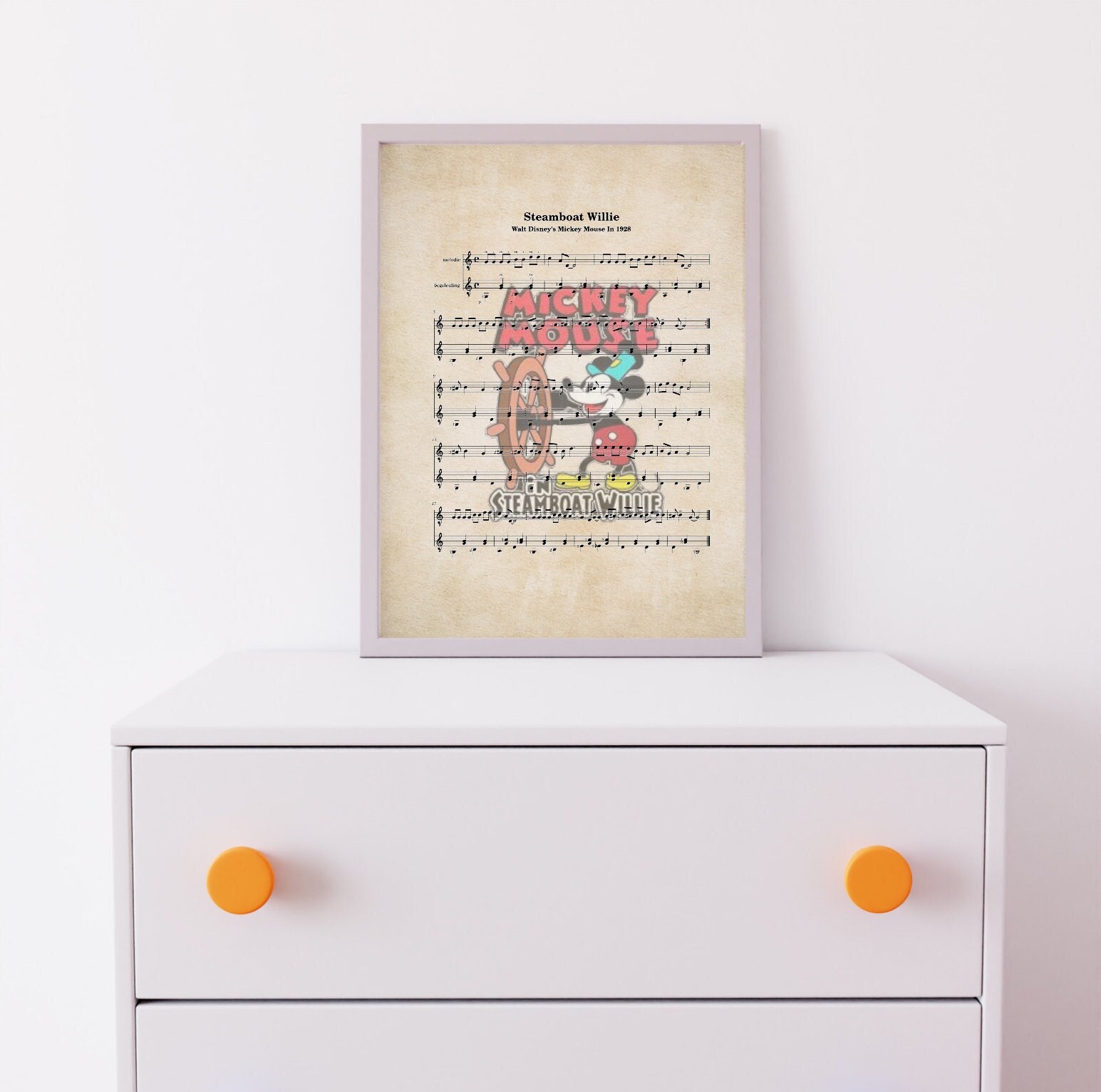 Steamboat Willie Mickey Mouse Wall Art Prints for Nursery Wall Decor ...