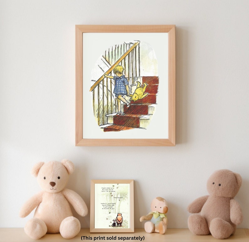 Boho Winnie the Pooh Wall Art Decor for Nursery, Vintage Wall Art Pooh ...