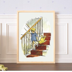 Boho Winnie the Pooh Wall Art Decor for Nursery, Vintage Wall Art Pooh ...