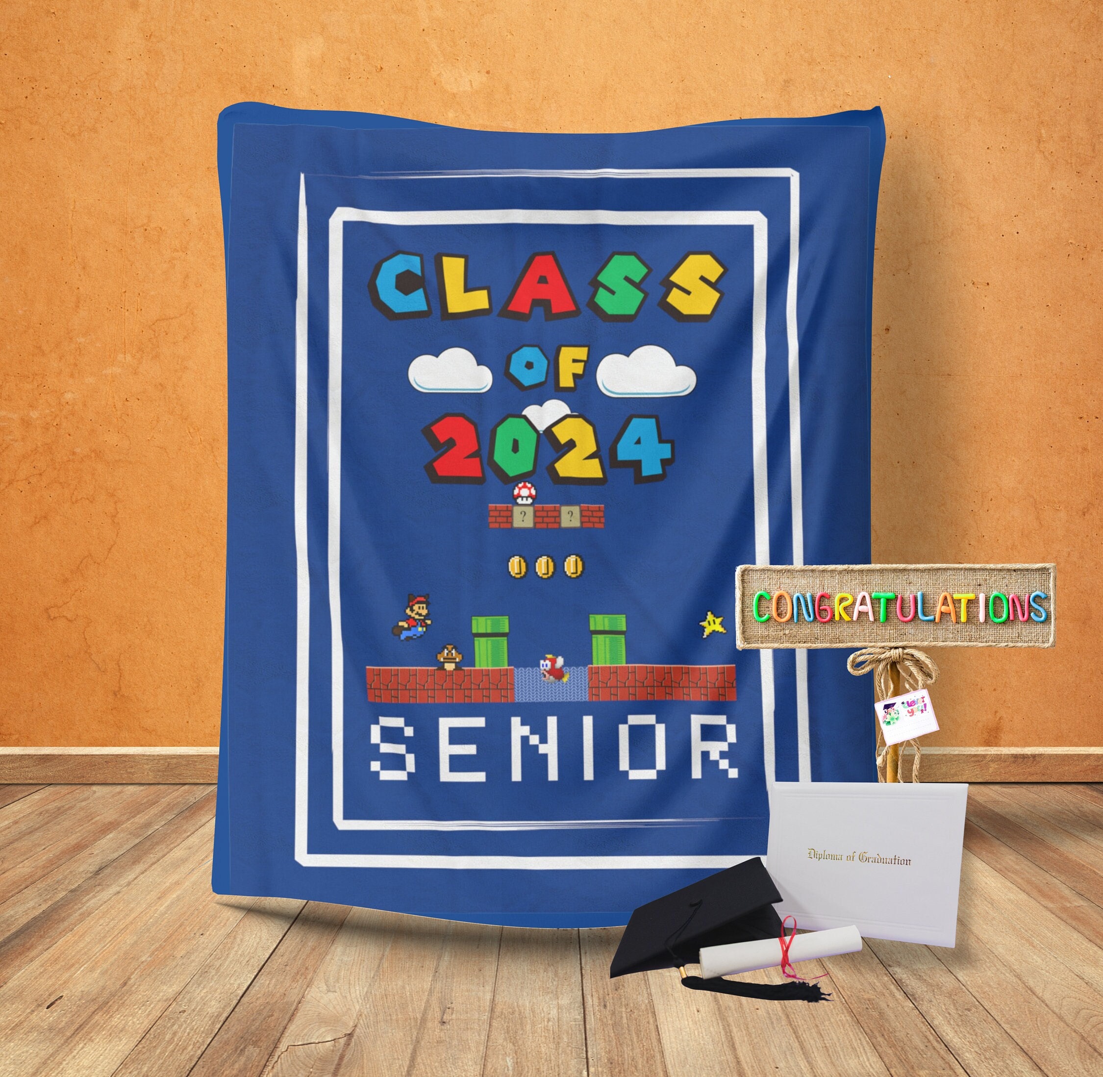 Velveteen Plush Retro Personalized Blanket, Graduation Gift for ...