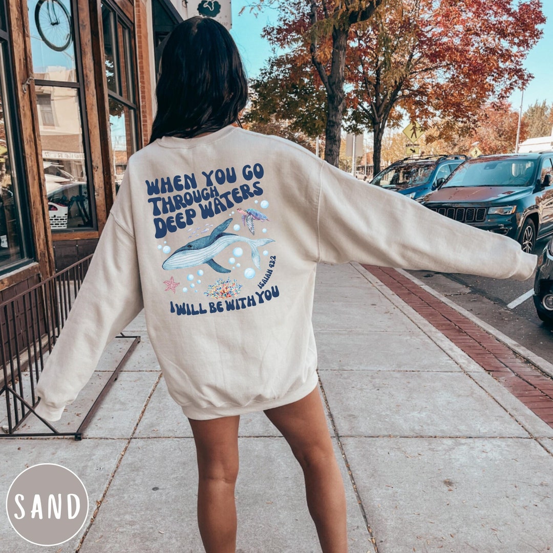 Y2K Whale Shark Sweatshirt, Trendy Christian Sweatshirt, Words on Back ...