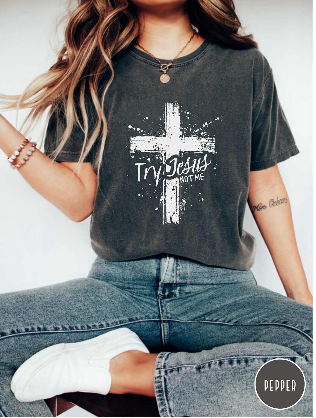 Camiseta con la cruz de Jesús, no yo, camiseta cristiana con colores ...