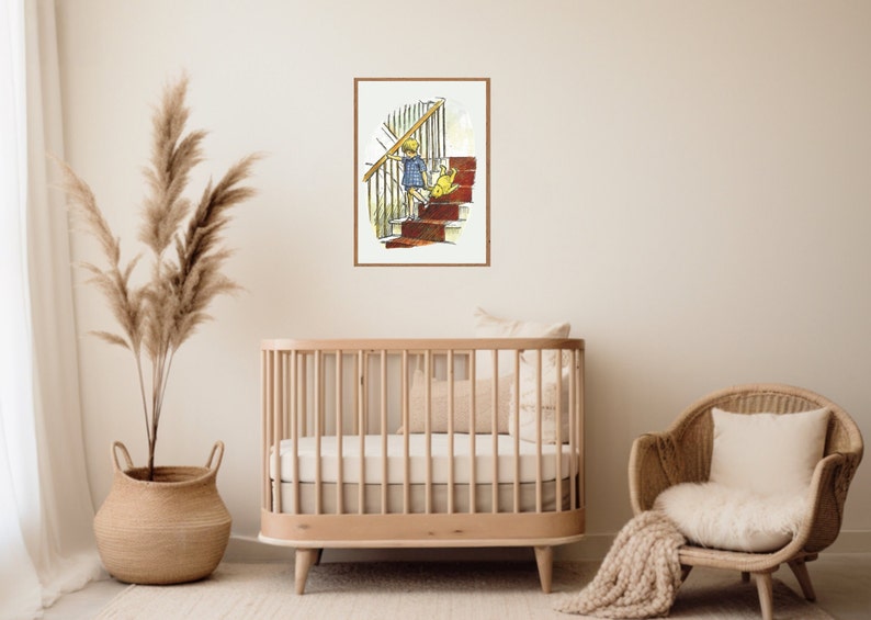 Boho Winnie the Pooh Wall Art Decor for Nursery, Vintage Wall Art Pooh ...