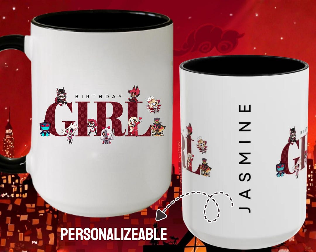 Gepersonaliseerde Hazbin Hotel-verjaardagsmok | Keramische accentmok ...