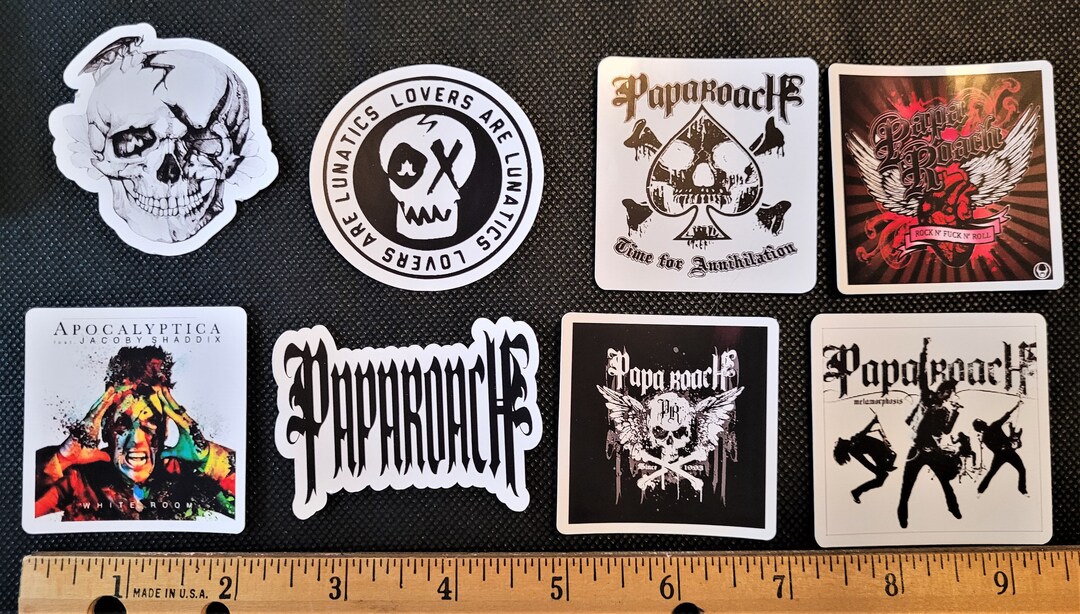 Papa Roach Stickers Set - 8 Stickers, Band Stickers, Metal Stickers ...