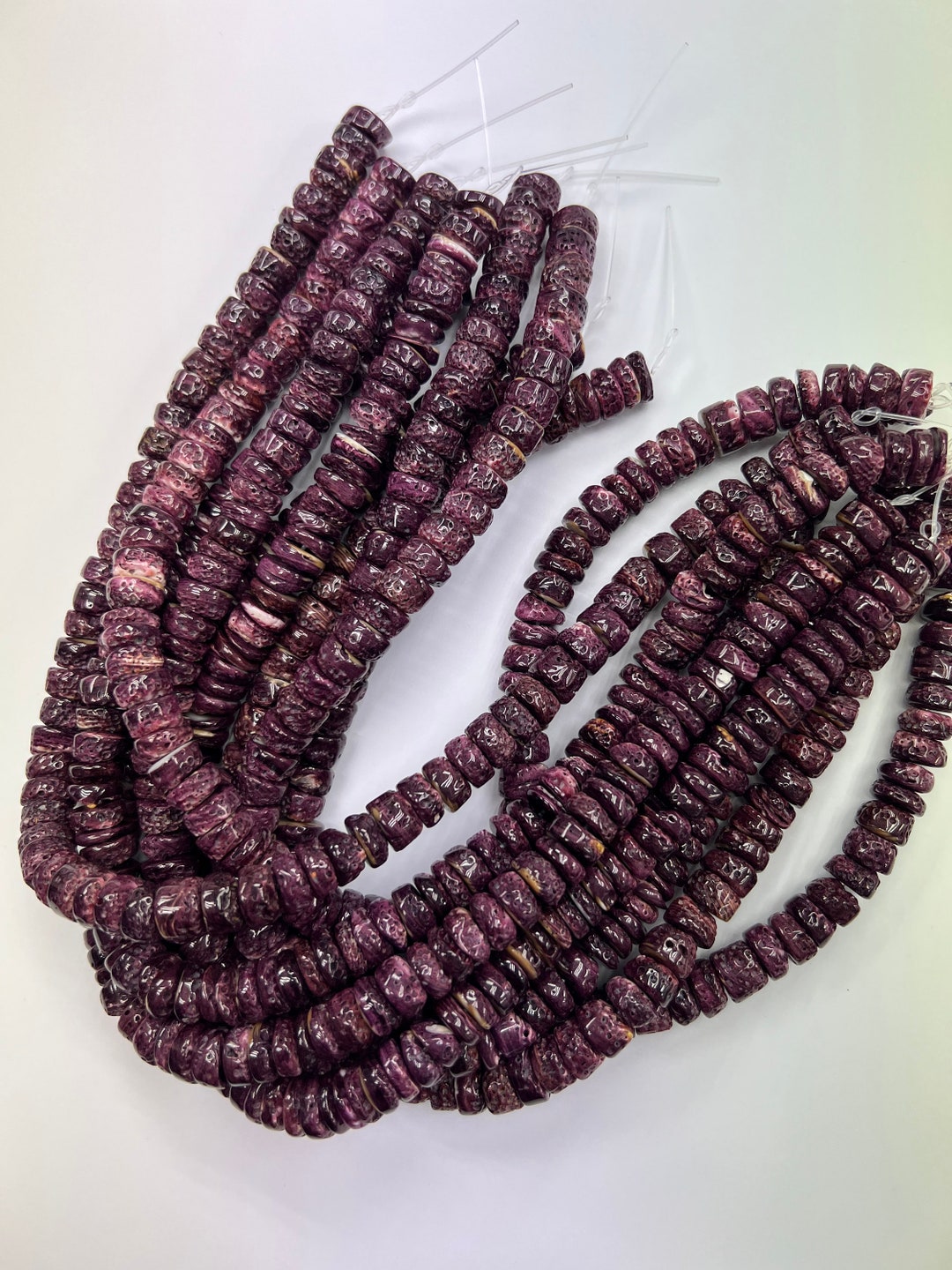 Purple Spiny Oyster Shell Heishi 16inches - Etsy