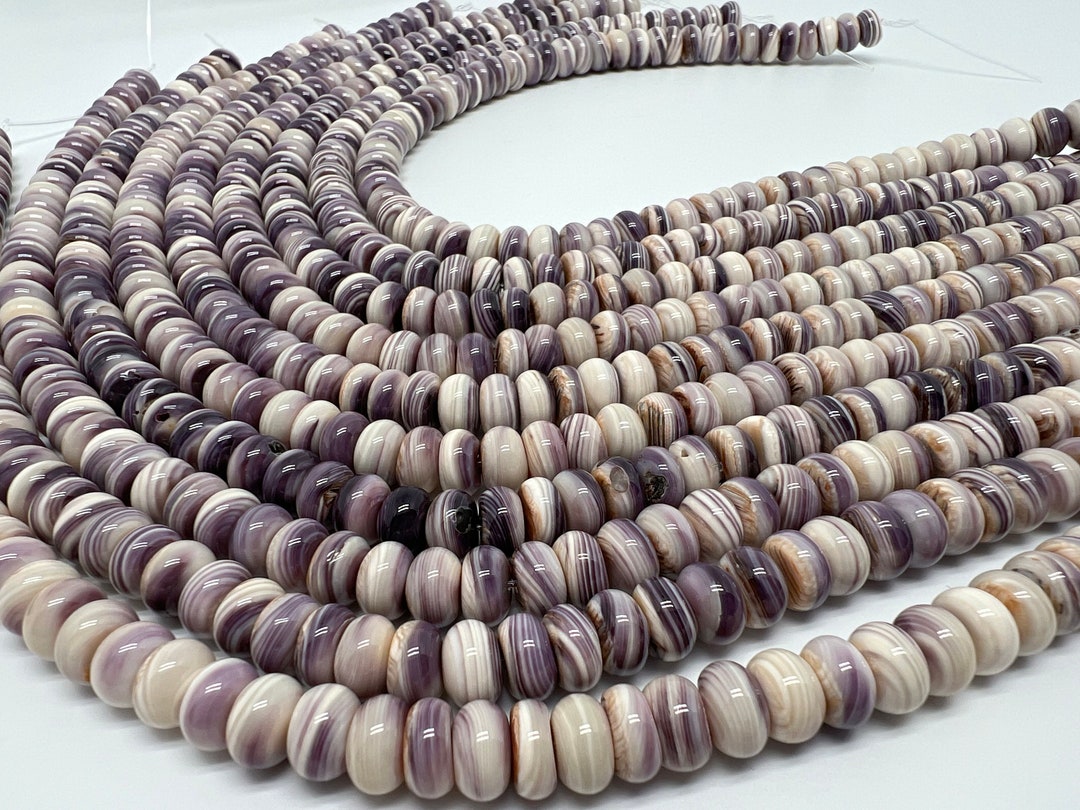 Purple and White Color 14mm Wampum Shell Rondelle Bead 16inch - Etsy