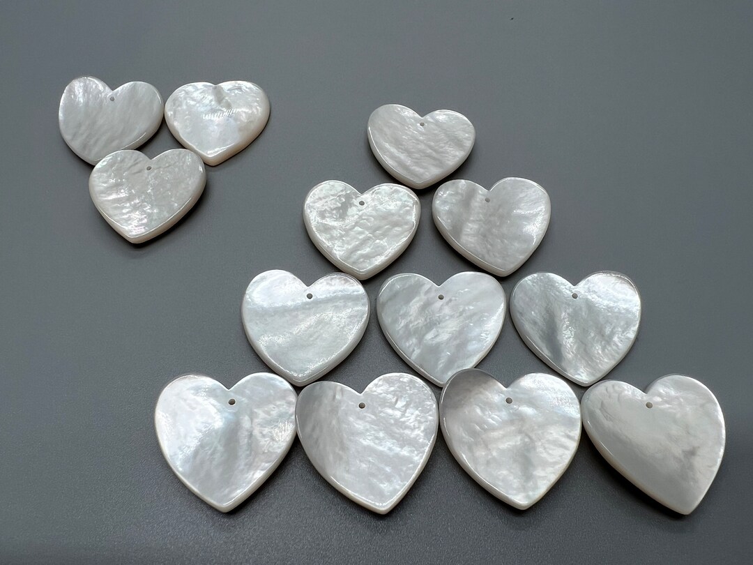 25mm/35mm White Mother of Pearl Shell Heart Shape Loose Pieces - Etsy