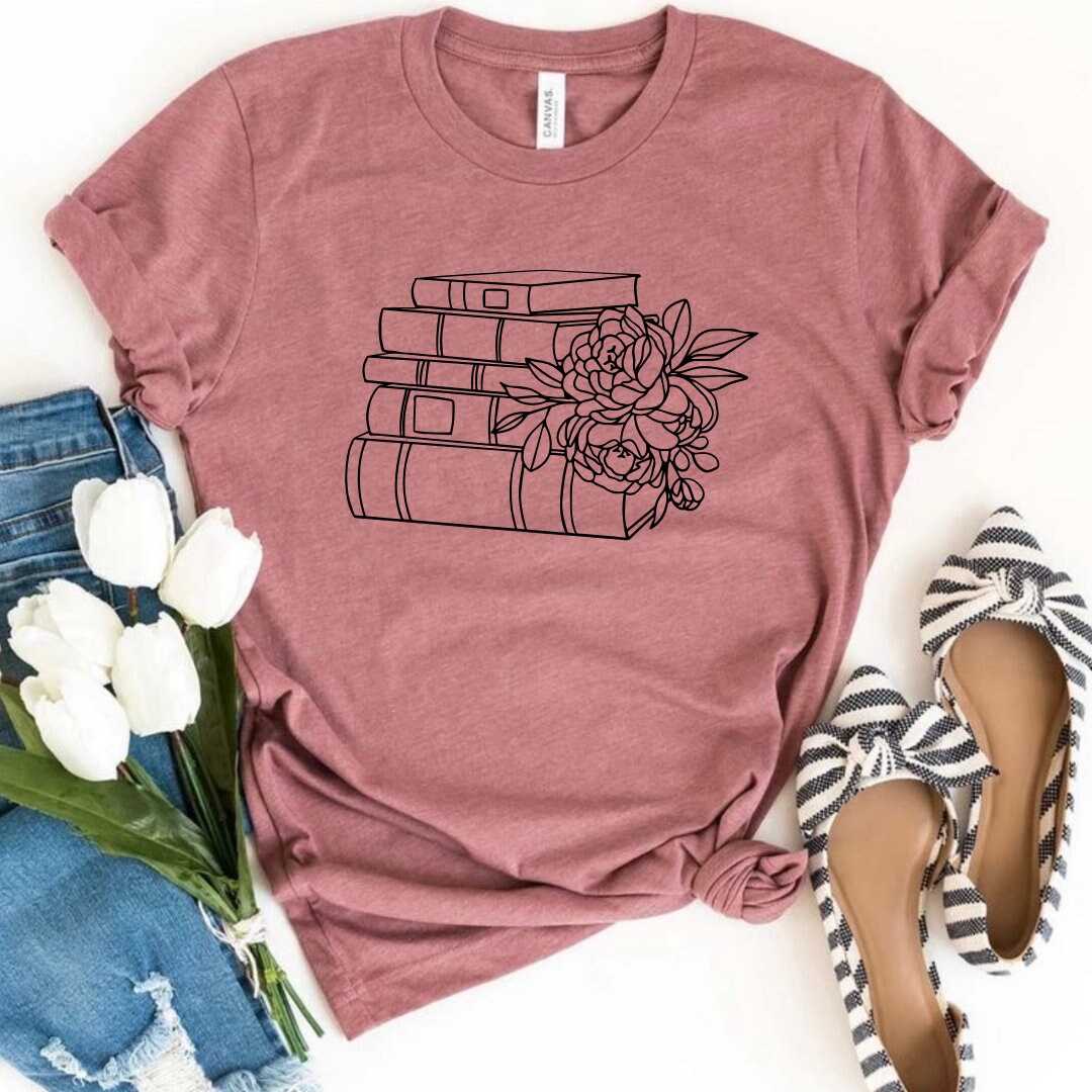 Floral Book Stack Svg Book Lover Tshirt Bookish Item - Etsy