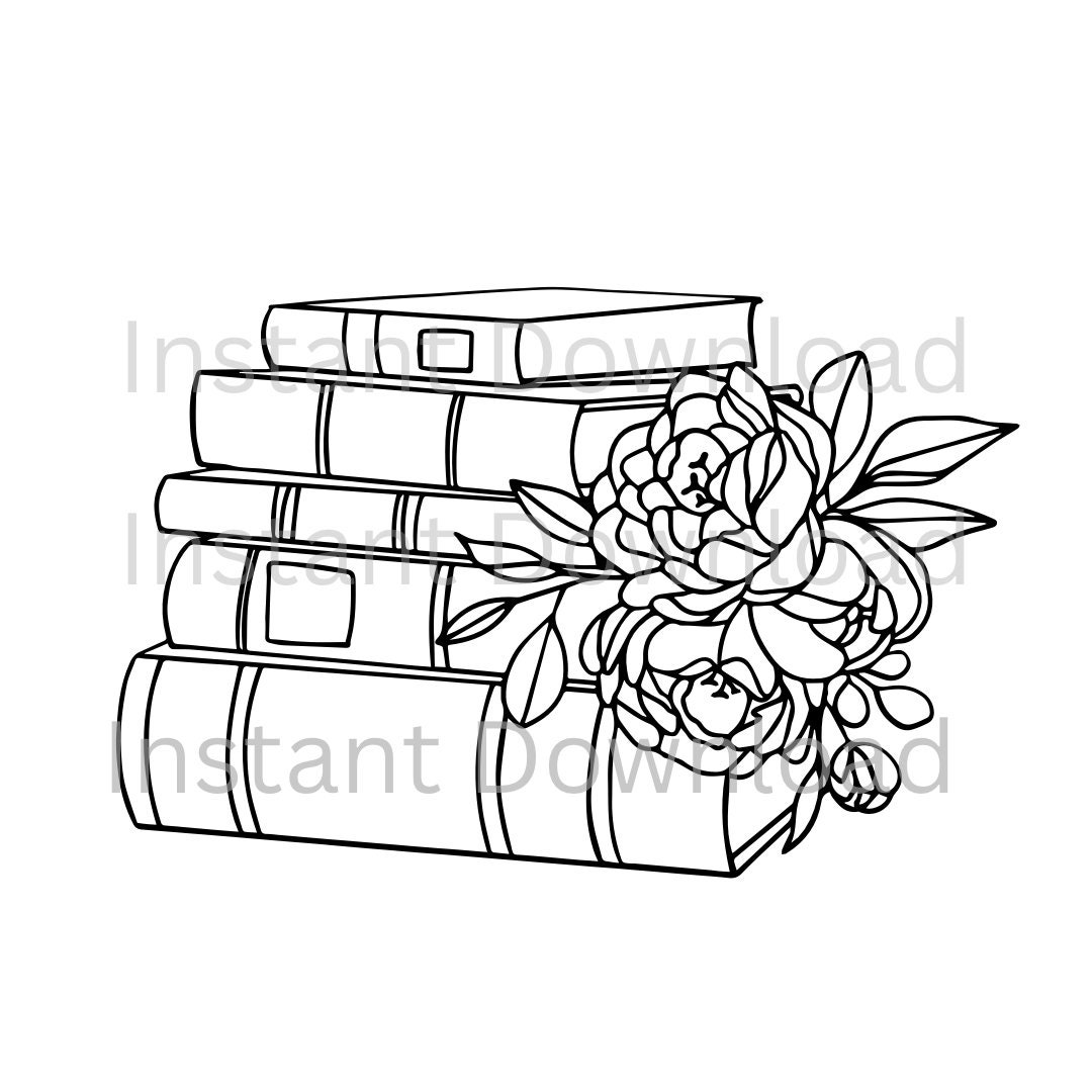 Floral Book Stack Svg Book Lover Tshirt Bookish Item - Etsy