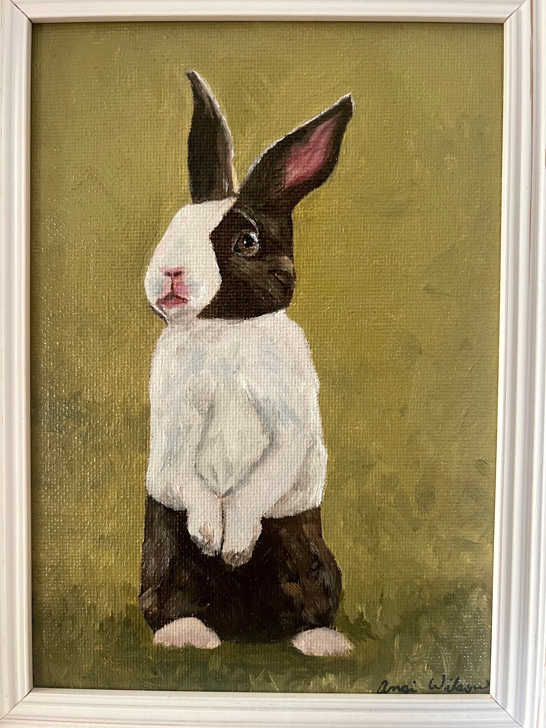 Original Bunny Oil Painting, Framed Bunny Oil Painting 7x5 Animal Art ...