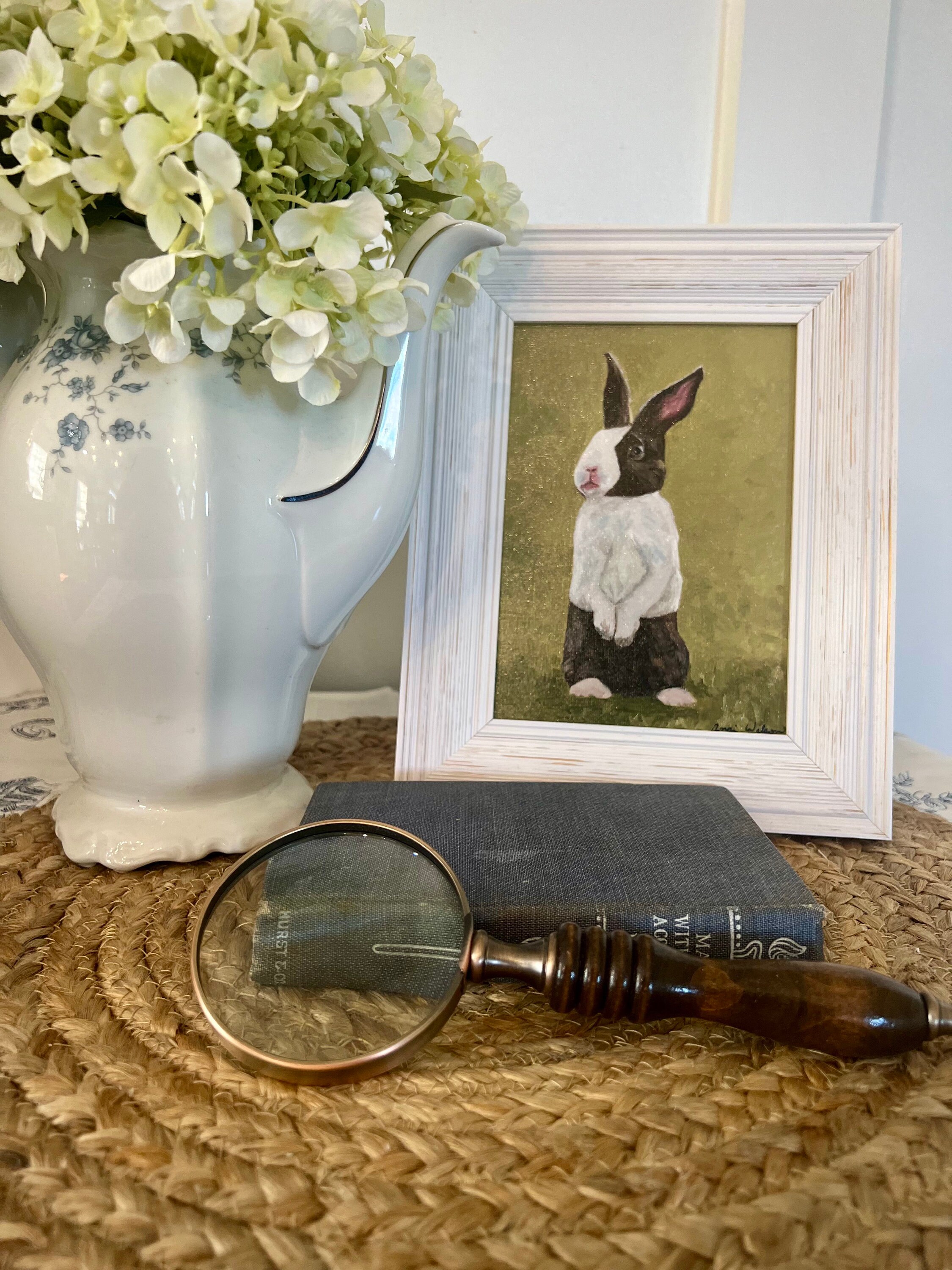 Original Bunny Oil Painting, Framed Bunny Oil Painting 7x5 Animal Art ...