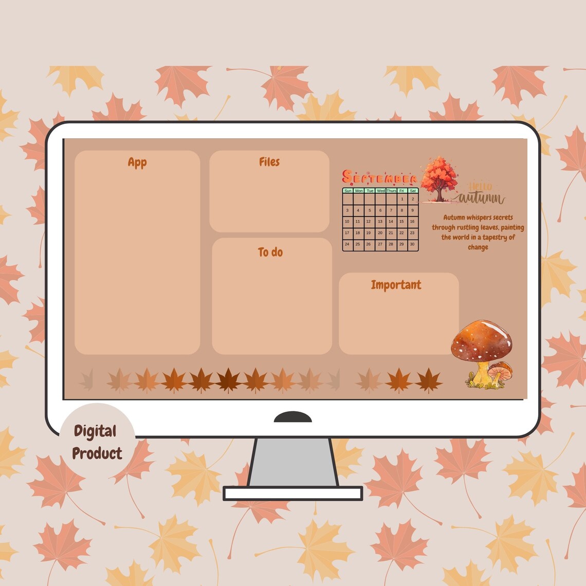 Autumn Desktop Organizer Wallpaper, September Theme Background, Autumn ...