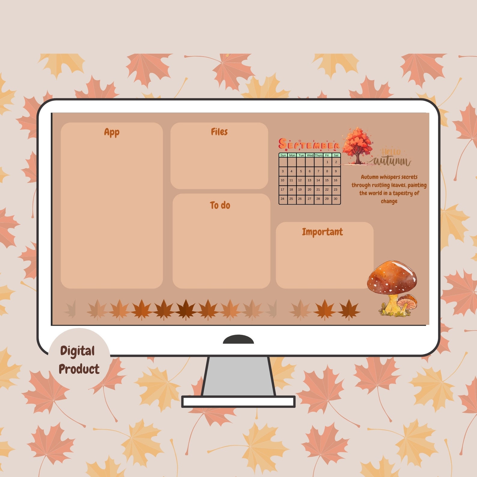 Autumn Desktop Organizer Wallpaper, September Theme Background, Autumn ...