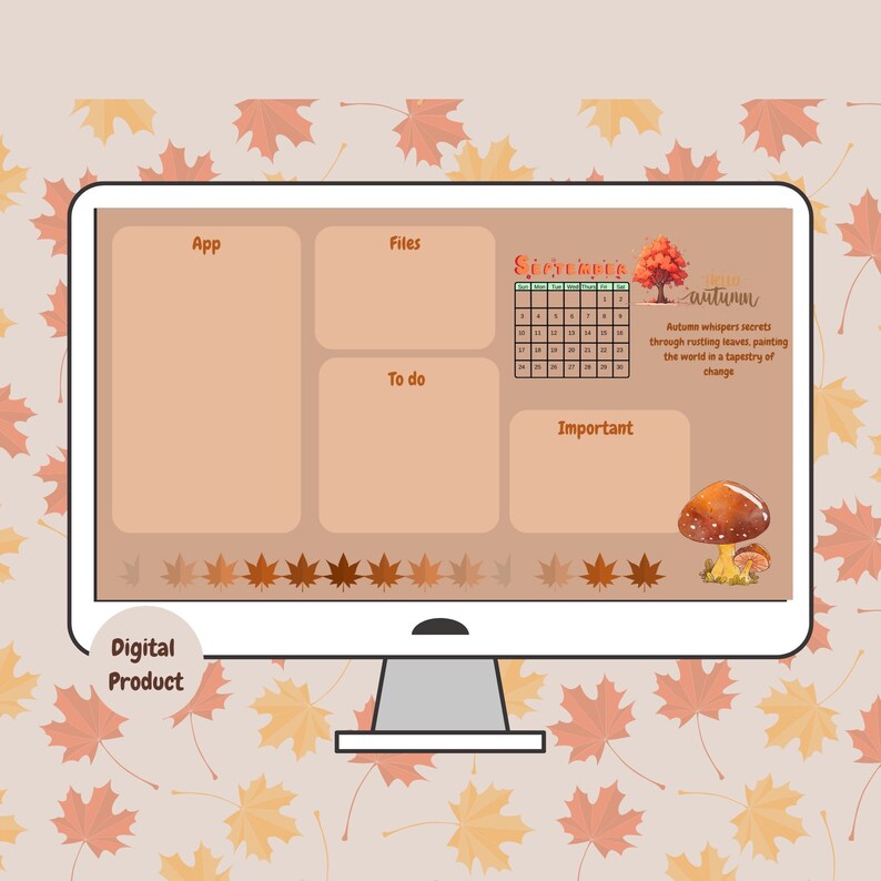 Autumn Desktop Organizer Wallpaper, September Theme Background, Autumn ...