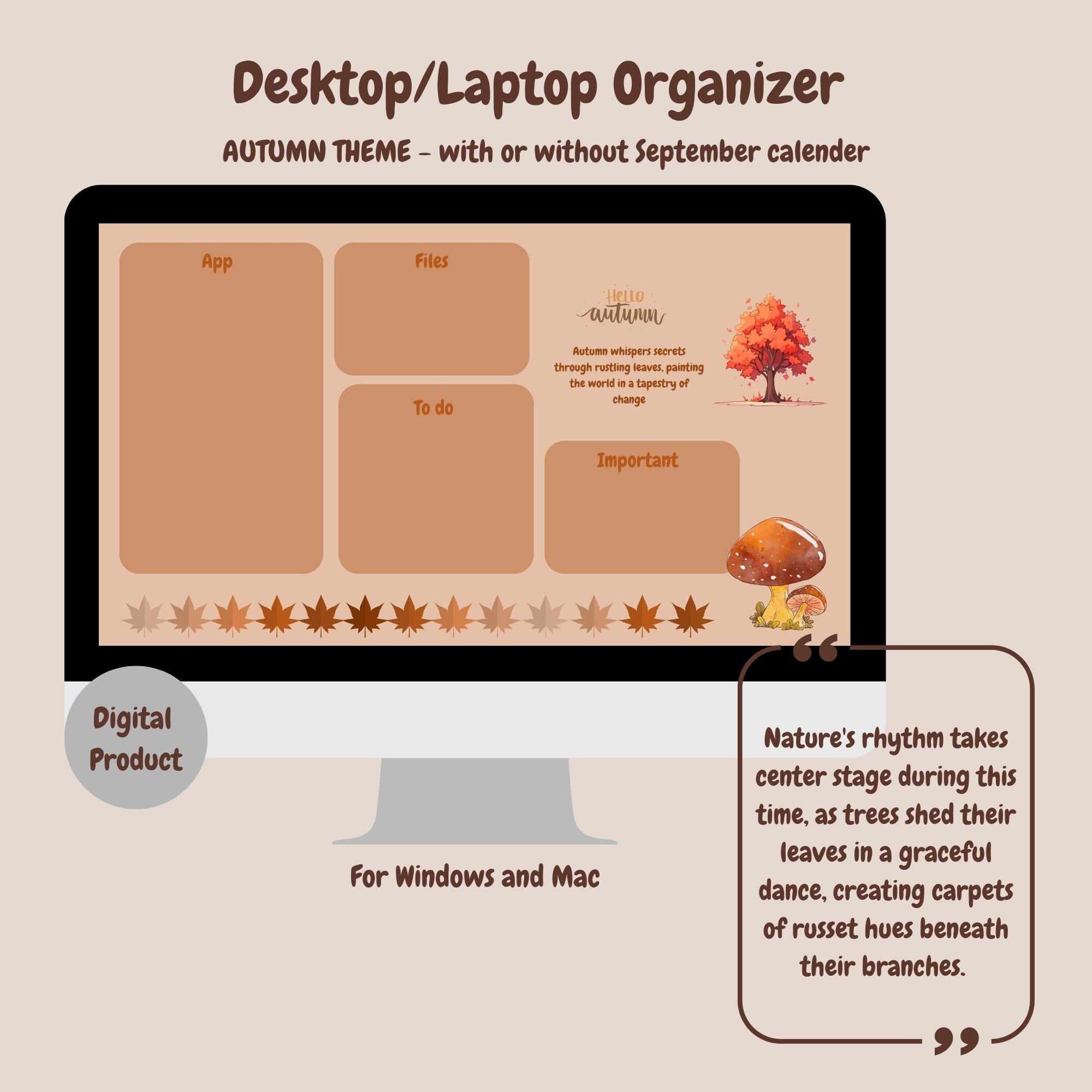 Autumn Desktop Organizer Wallpaper, September Theme Background, Autumn ...