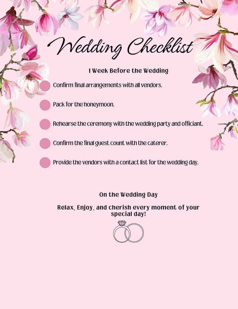 Printable Wedding Checklist, Wedding Planning, Wedding Spreadsheet ...