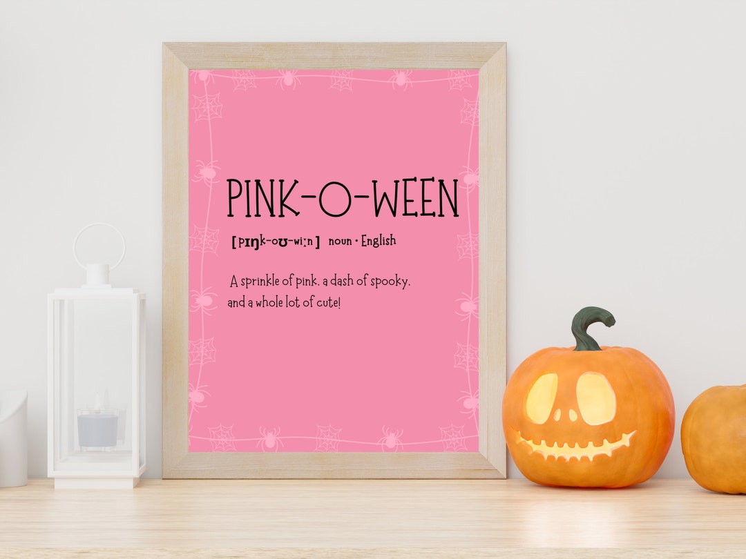 PINK-O-WEEN Halloween Wall Decor, Pink Halloween Wall Art, Pink Poster ...